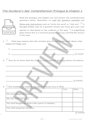 Year 5/6 Reading Comprehension Questions: The Murderer's Ape | Teaching ...