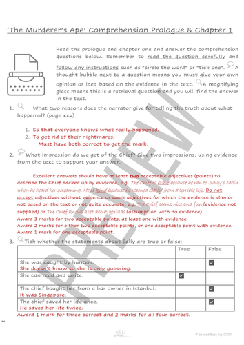 Year 5/6 Reading Comprehension Questions: The Murderer's Ape | Teaching ...