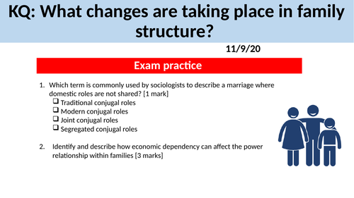 AQA GCSE Sociology Families and Households | Teaching Resources