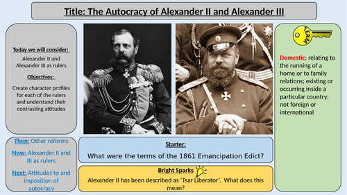 AQA Tsarist and Communist Russia - The Autocracy of Alexander II and ...