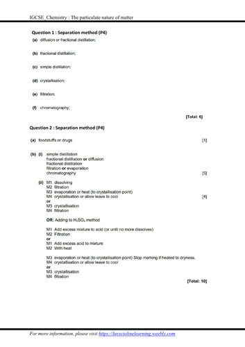 IGCSE Chemistry : Experimental techniques (Topical questions and Mark ...