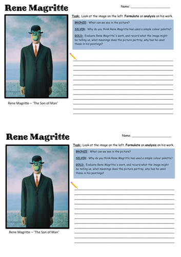 Year 8 Rene Magritte Starter Sheet | Teaching Resources