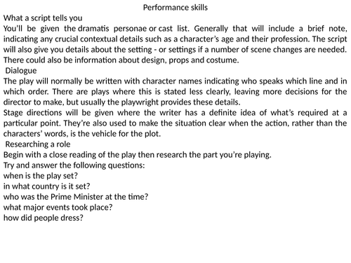 Performance skills | Teaching Resources