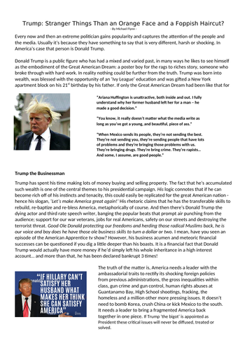 Is Donald Trump a Good President? Persuasive Essay | Teaching Resources