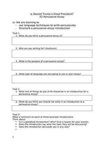 Is Donald Trump a Good President? Persuasive Essay | Teaching Resources