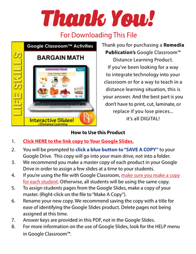GOOGLE SLIDES: Bargain Math | Teaching Resources