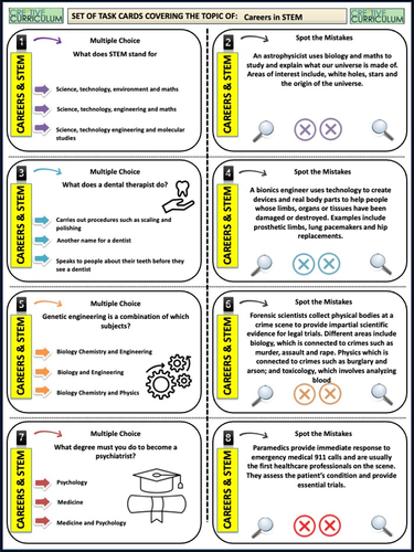 Careers in STEM Task cards | Teaching Resources
