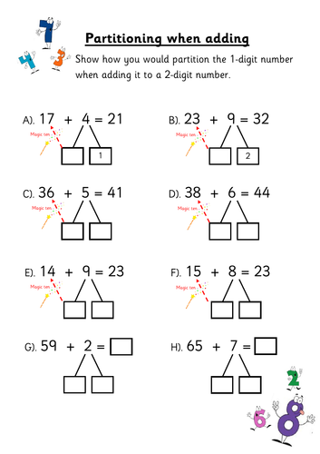 Add and Subtract 1-digit number with 2-digit numbers: Partitioning | Teaching Resources
