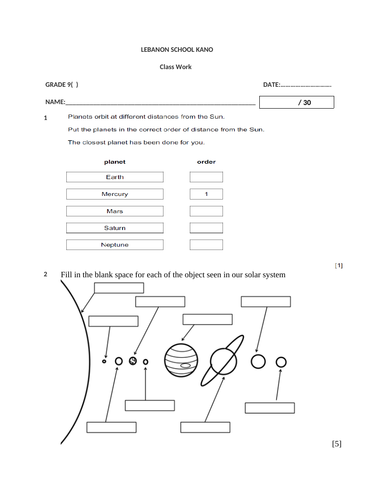 Earth and Beyond worksheet with answers | Teaching Resources