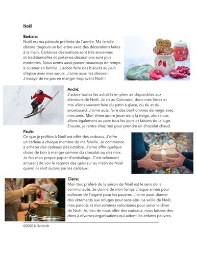 Noël Lecture: French Reading on Christmas Holidays | Teaching Resources