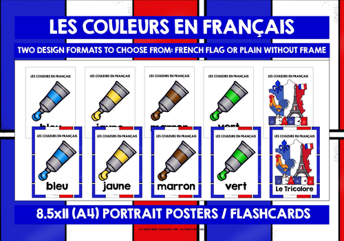 FRENCH COLOURS FLASHCARDS POSTERS | Teaching Resources