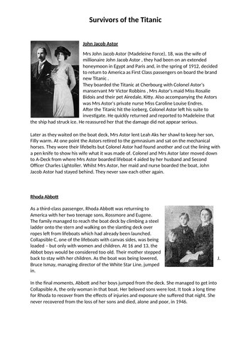 Titanic SOW | Teaching Resources