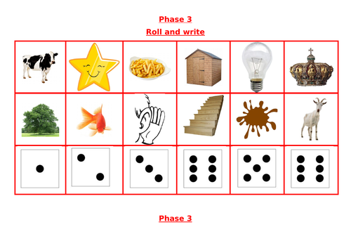 Roll and Write Phase 3 | Teaching Resources