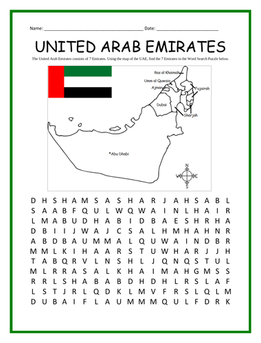 The Emirates Word Search Puzzle | Teaching Resources