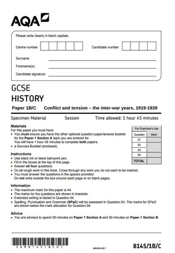 AQA Conflict and Tension 1919-39 Practice Questions | Teaching Resources AQA Conflict and Tension 1919-39 Practice Questions | Teaching Resources