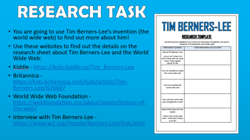 Tim Berners-Lee and the World Wide Web - KS2 Computing Lesson ...