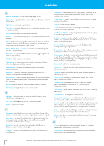 Glossary - AQA Conflict and Tension: the Inter-War Years, 1918–1939 ... Glossary - AQA Conflict and Tension: the Inter-War Years, 1918–1939 ...