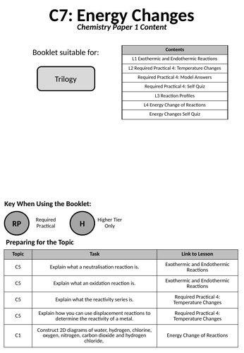 C7 Energy Changes Work Booklet and Answers | Teaching Resources