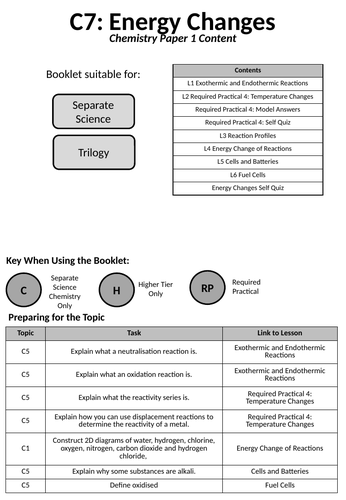 C7 Energy Changes Work Booklet and Answers | Teaching Resources