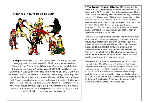 Alliances - Causes of World War One | Teaching Resources