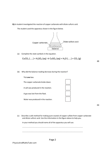GCSE CCEA Chemistry Quantitative Chemistry Complete Revision Summary ...
