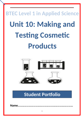 BTEC Level 1 in Science Workbook – Unit 10 | Teaching Resources