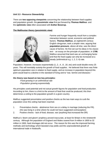 Thomas Malthus, The Club of Rome (Limits to Growth) and Esther Boserup ...