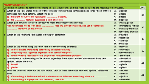 SPELLING: WORDS ENDING IN -CIOUS, -TIOUS, -CIAL, -TIAL, -ABLE, -IBLE ...