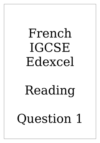 IGCSE French home and abroad reading exam | Teaching Resources