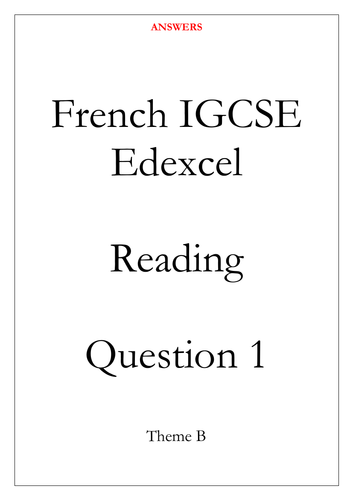 IGCSE French education and employment reading exam | Teaching Resources