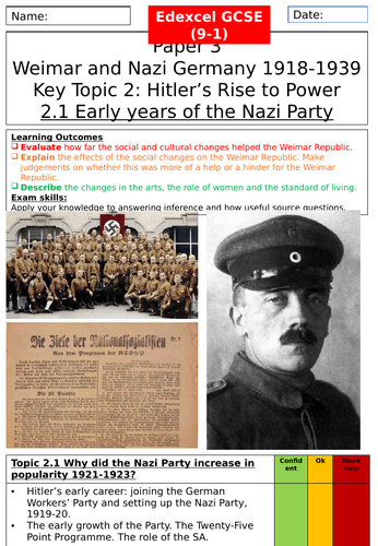 GCSE Germany | Early Years of the Nazi Party | Teaching Resources