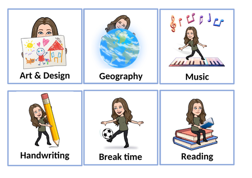 Visual Timetable - Editable (subject bitmoji cards) | Teaching Resources
