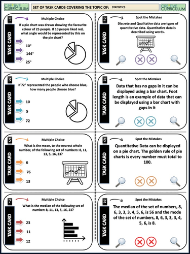 Statistics - Maths task cards | Teaching Resources