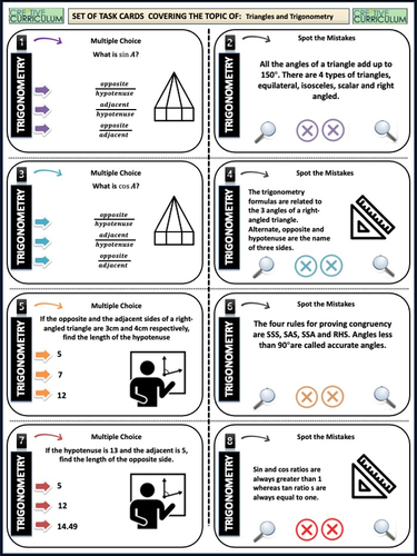 Triangles and Trigonometry - Maths task cards | Teaching Resources