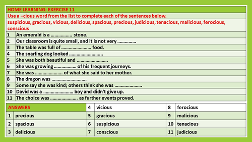 SPELLING: WORDS ENDING IN -CIOUS -TIOUS -CIAL -TIAL -ABLE -IBLE - 20 ...