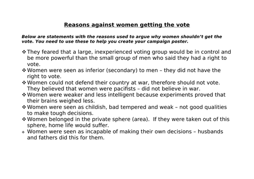 Votes for Women! A brief history | Teaching Resources