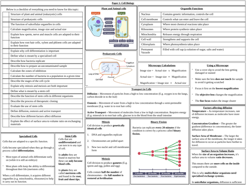 Aqa Biology Knowledge Organisers Teaching Resources