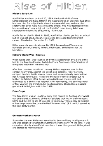 Rise of Hitler unit. | Teaching Resources