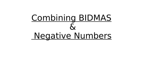 BIDMAS with Negative Numbers | Teaching Resources