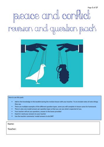 AQA Religious Studies Theme B Peace and Conflict - Exam Question ...
