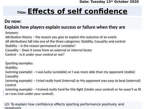 Level 3 - Unit 3 Sport Psychology | Teaching Resources