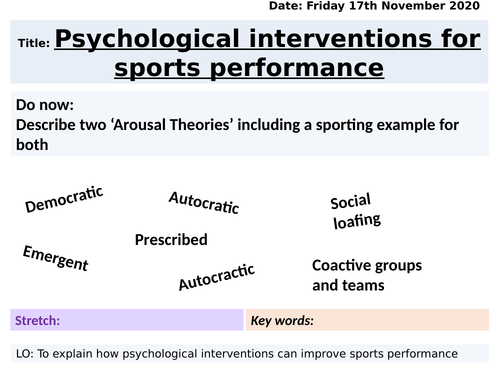 Level 3 - Unit 3 Sport Psychology | Teaching Resources