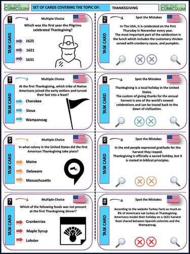 Thanksgiving Task Cards | Teaching Resources