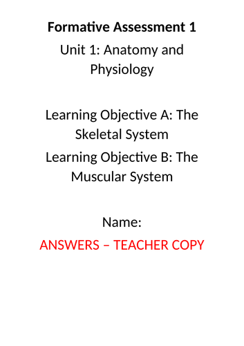 Unit 1: Anatomy & Physiology Package | Teaching Resources