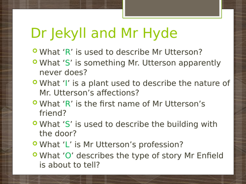 Strange Case of Dr Jekyll and Mr Hyde | Teaching Resources