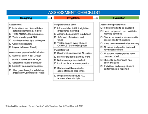 Assessment Checklist | Teaching Resources