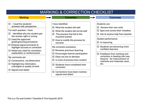 Marking & Correction Checklist | Teaching Resources