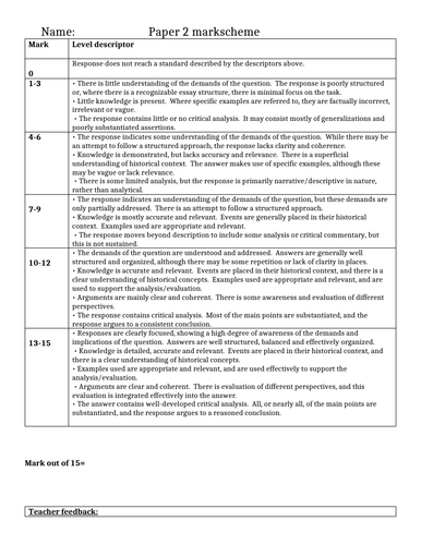 IB DP History Paper 2 student reflection worksheets | Teaching Resources