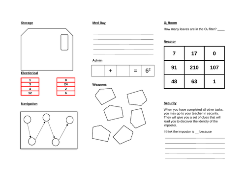 Among Us Maths Escape Room Y5 | Teaching Resources