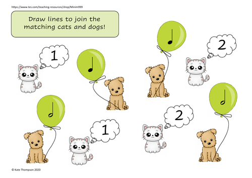 Music Note Values Cats and Dogs | Teaching Resources